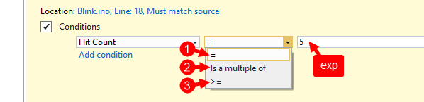 Using Breakpoints Hit Counters