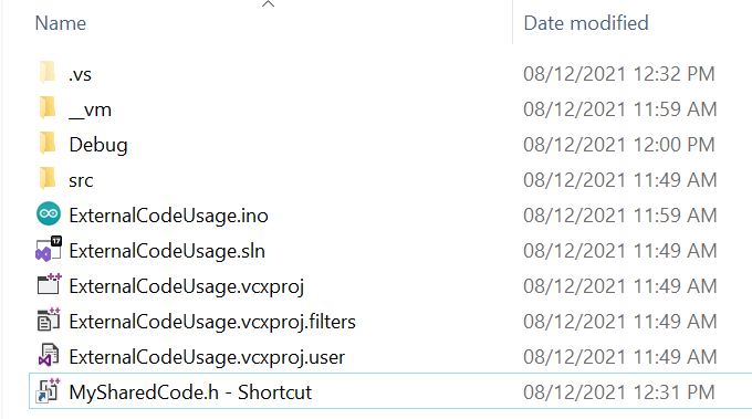 Sharing Code Between Projects in Visual Micro